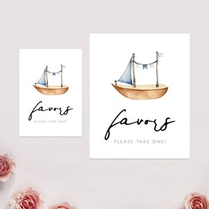 Sailboat Baby Shower Favors Sign Template, Boy Baby Shower Sign ...