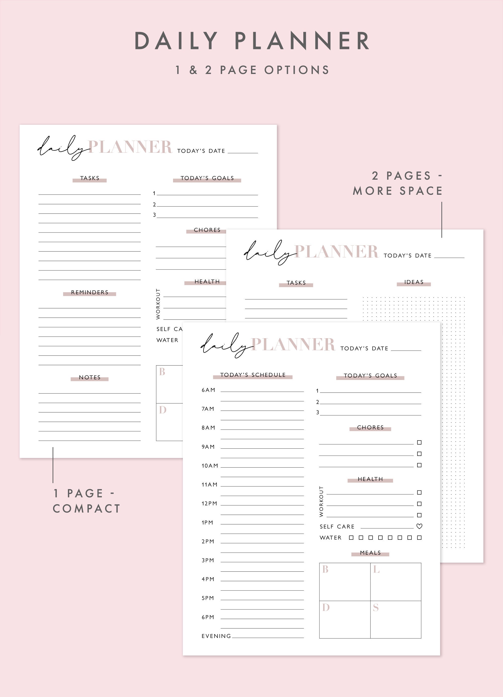 Minimalist Planner Bundle, Daily, Weekly, Monthly Planner, Notes ...