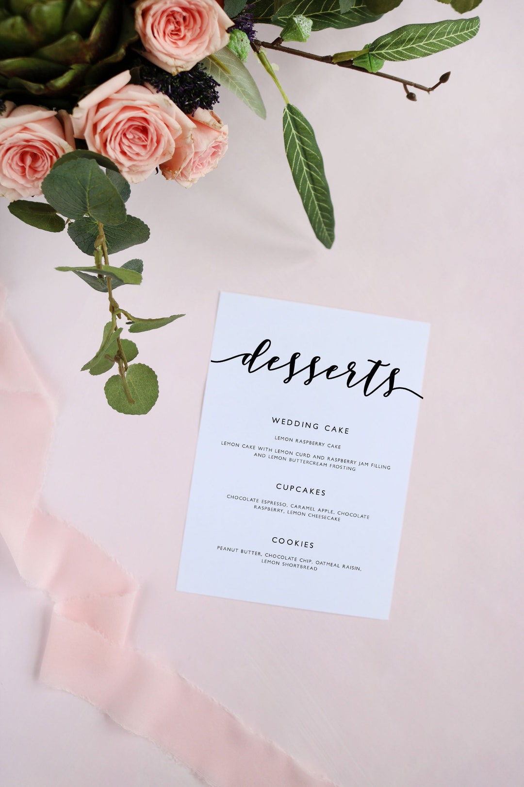ELOISE Modern Script Calligraphy Wedding Menu Template, Editable ...