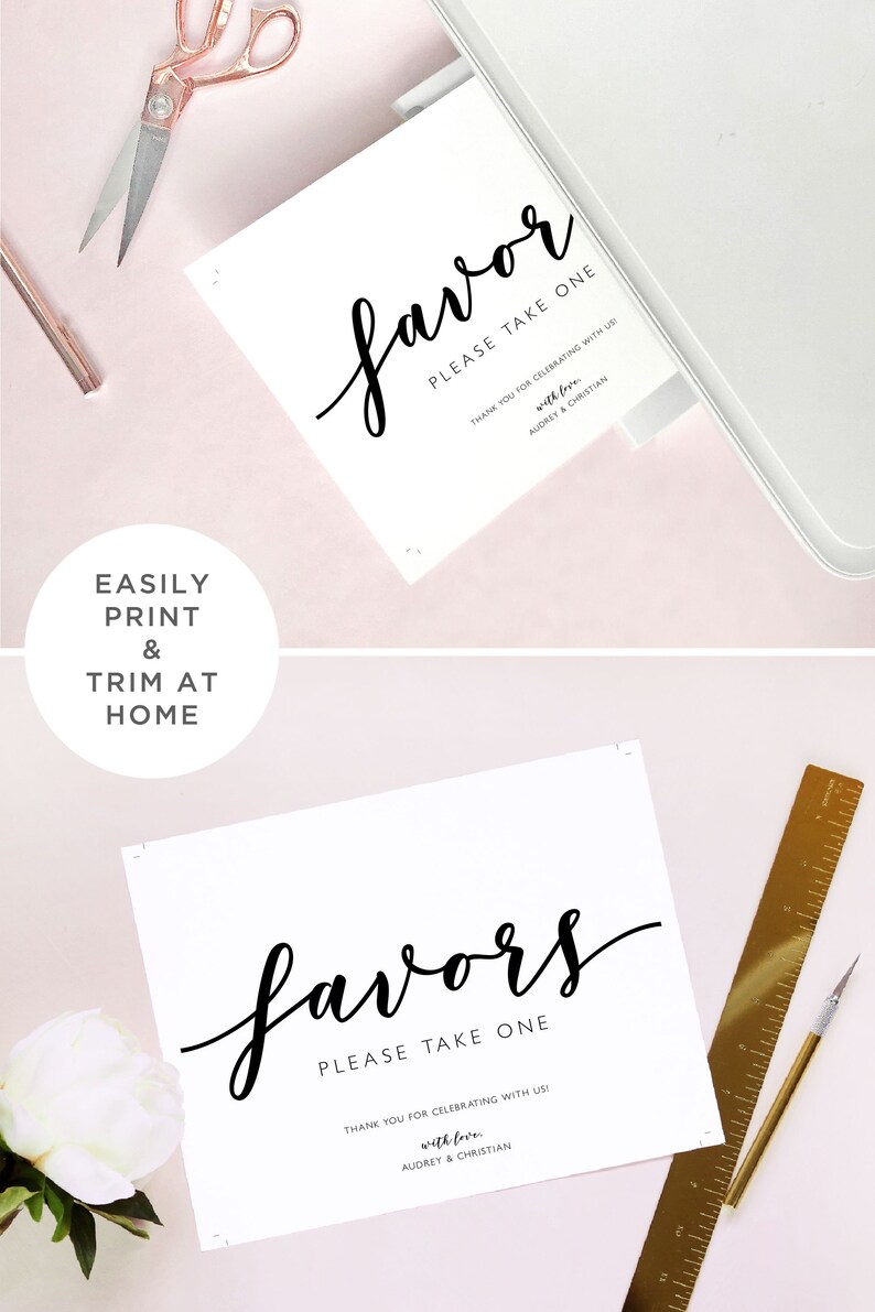 ELOISE Modern Script Wedding Favors Sign Template Black and - Etsy
