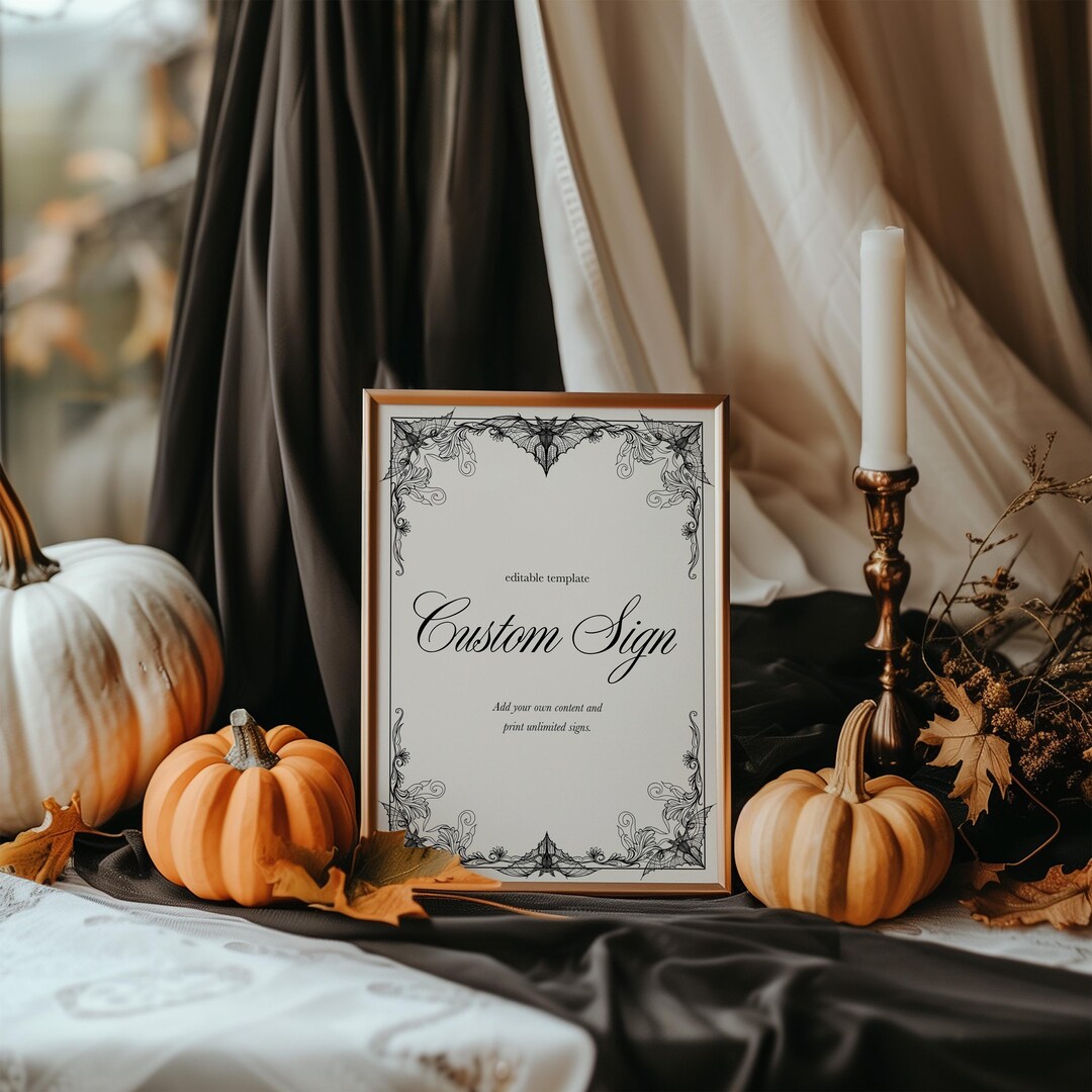 Halloween Party Custom Sign Template, Elegant Bat Halloween Sign ...