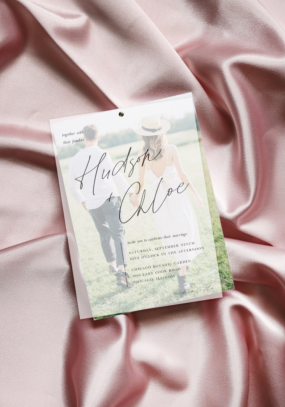Vellum Overlay Wedding Invitation, Modern Minimalist Vellum Wedding ...