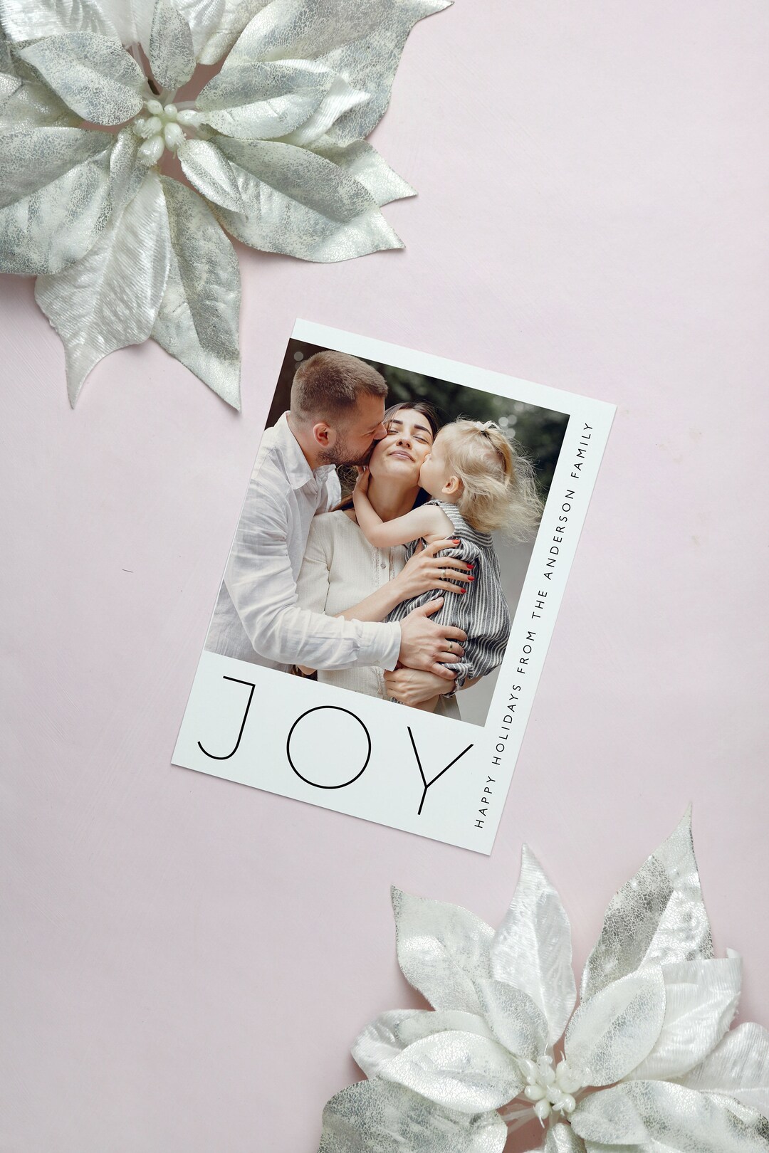 Modern Photo Holiday Card Template, Minimalist Holiday Card Printable ...