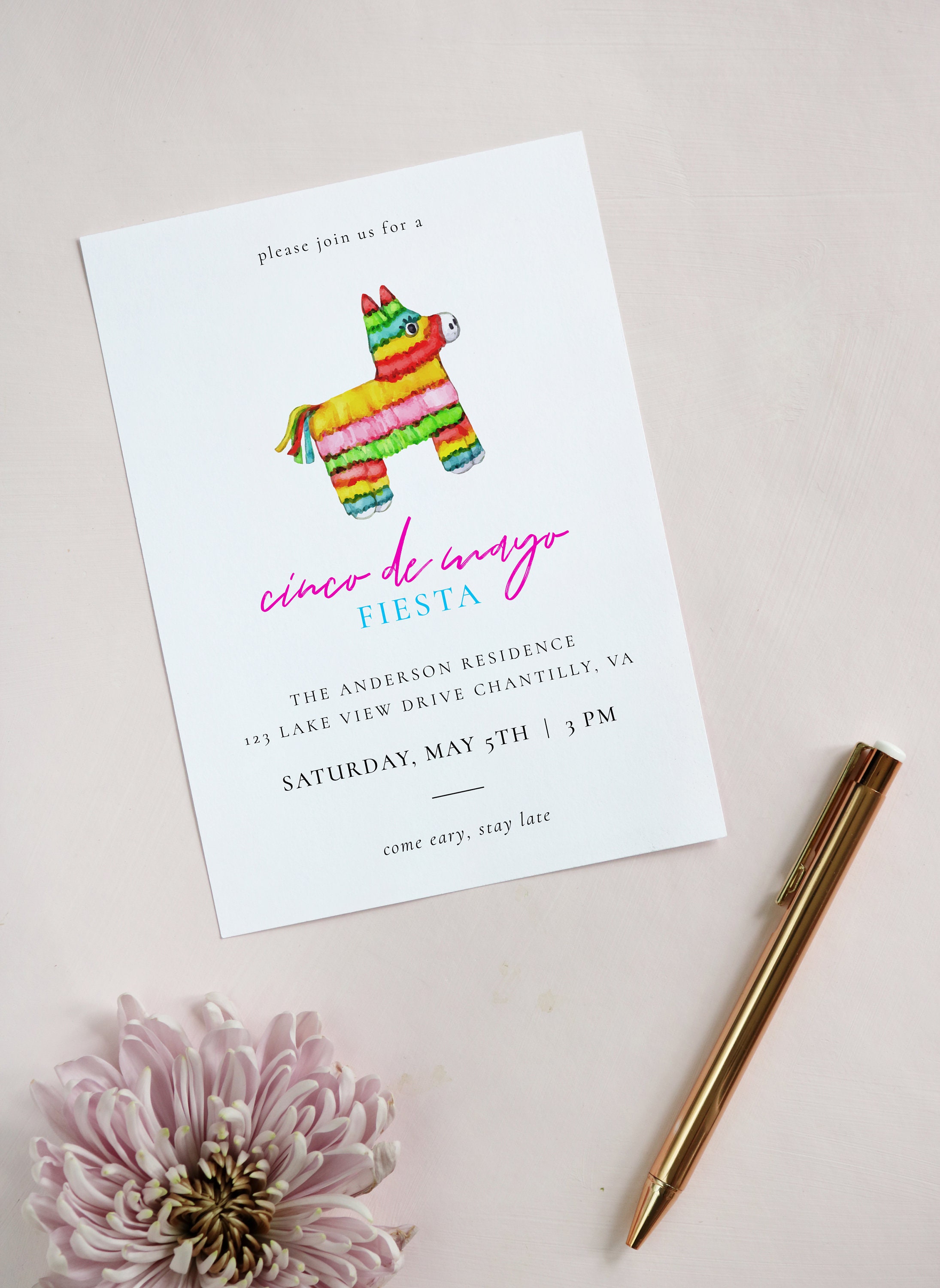 Cinco De Mayo Fiesta Party Invitation Template Colorful | Etsy