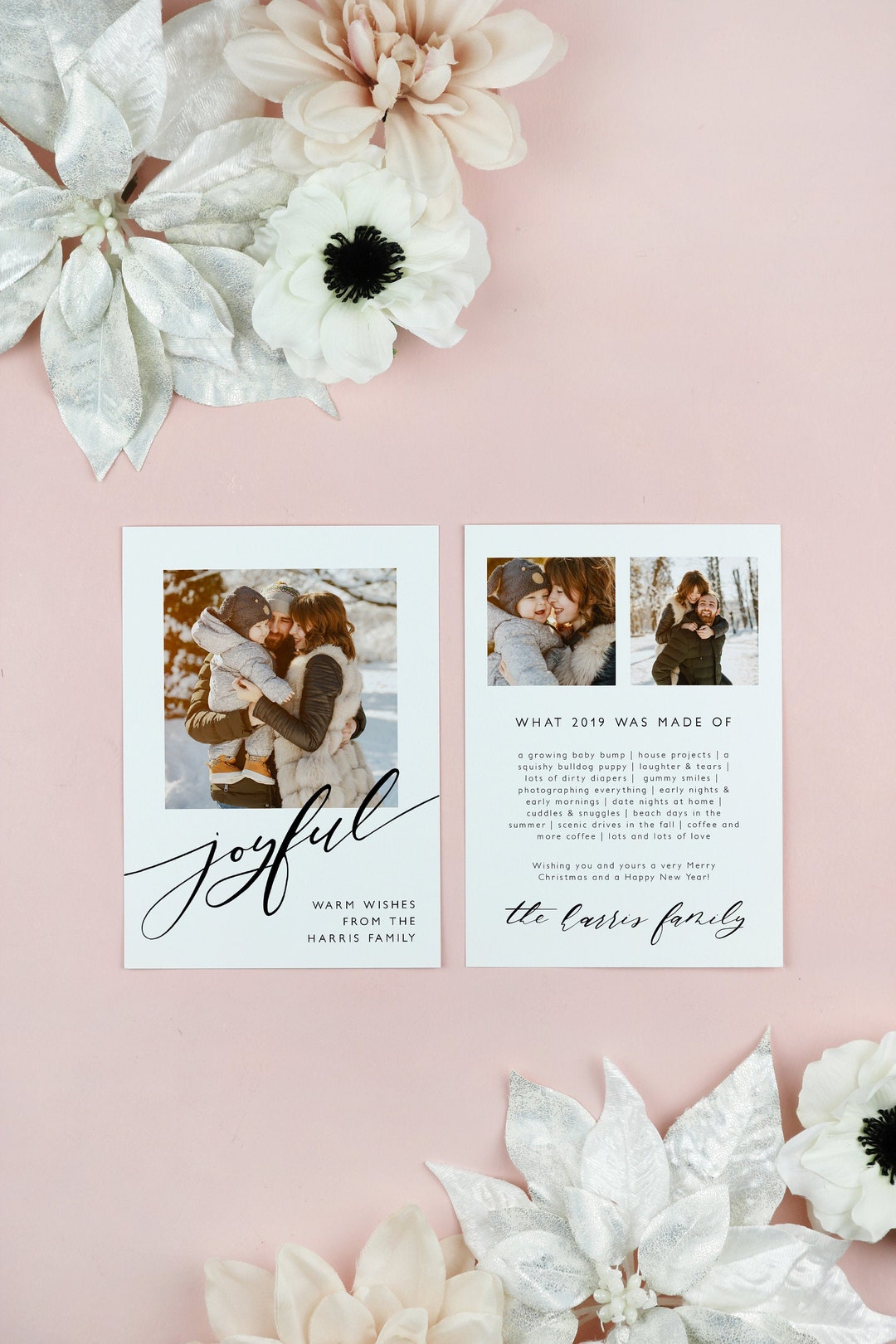 Modern Minimalist Photo Holiday Card, Script Holiday Card Printable ...