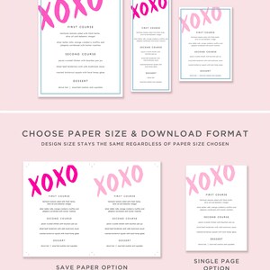 XOXO Valentine's Day Printable Menu, Blush Galentine's Girls Night ...