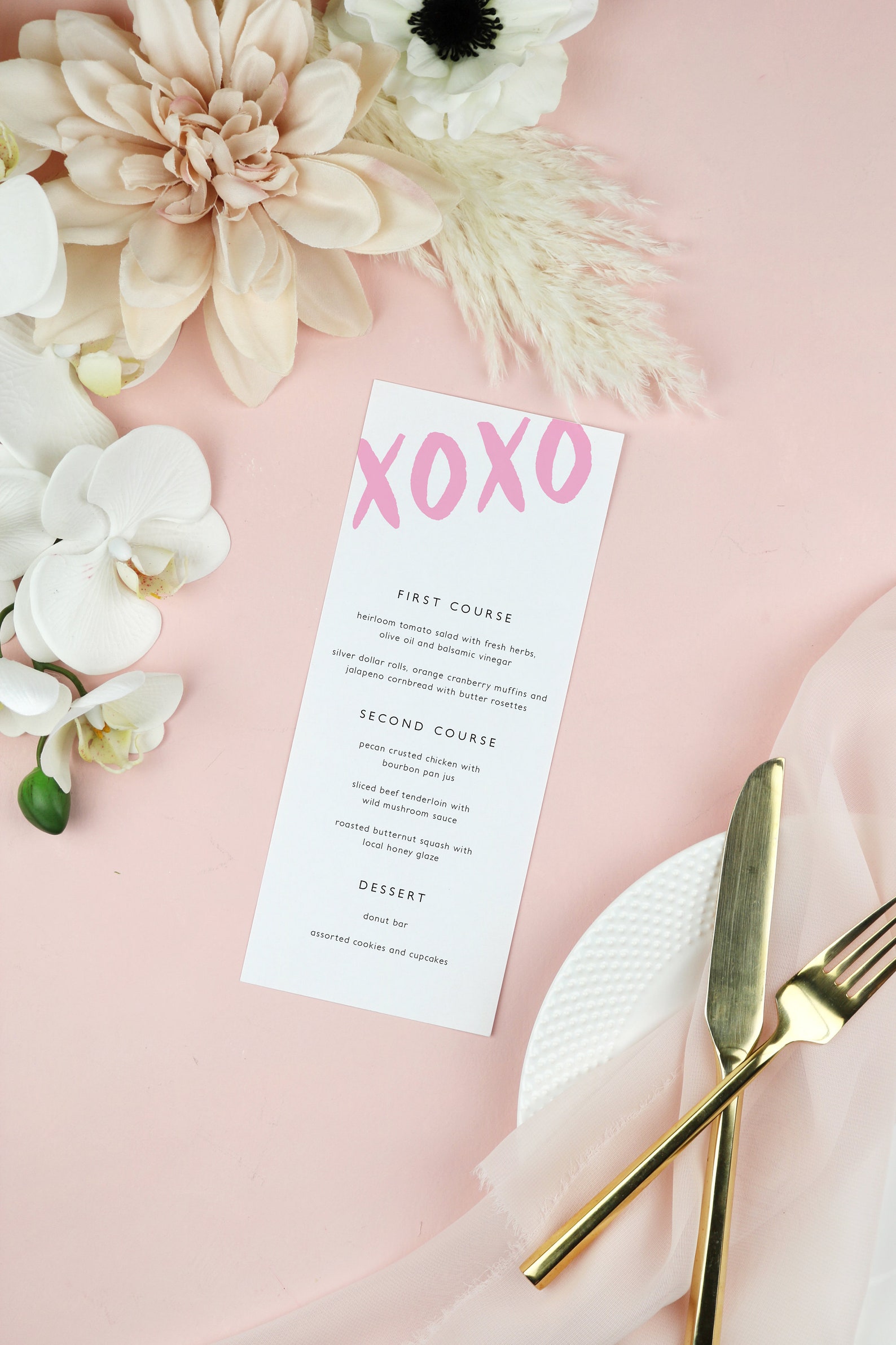 XOXO Valentine's Day Printable Menu Blush Galentine's | Etsy