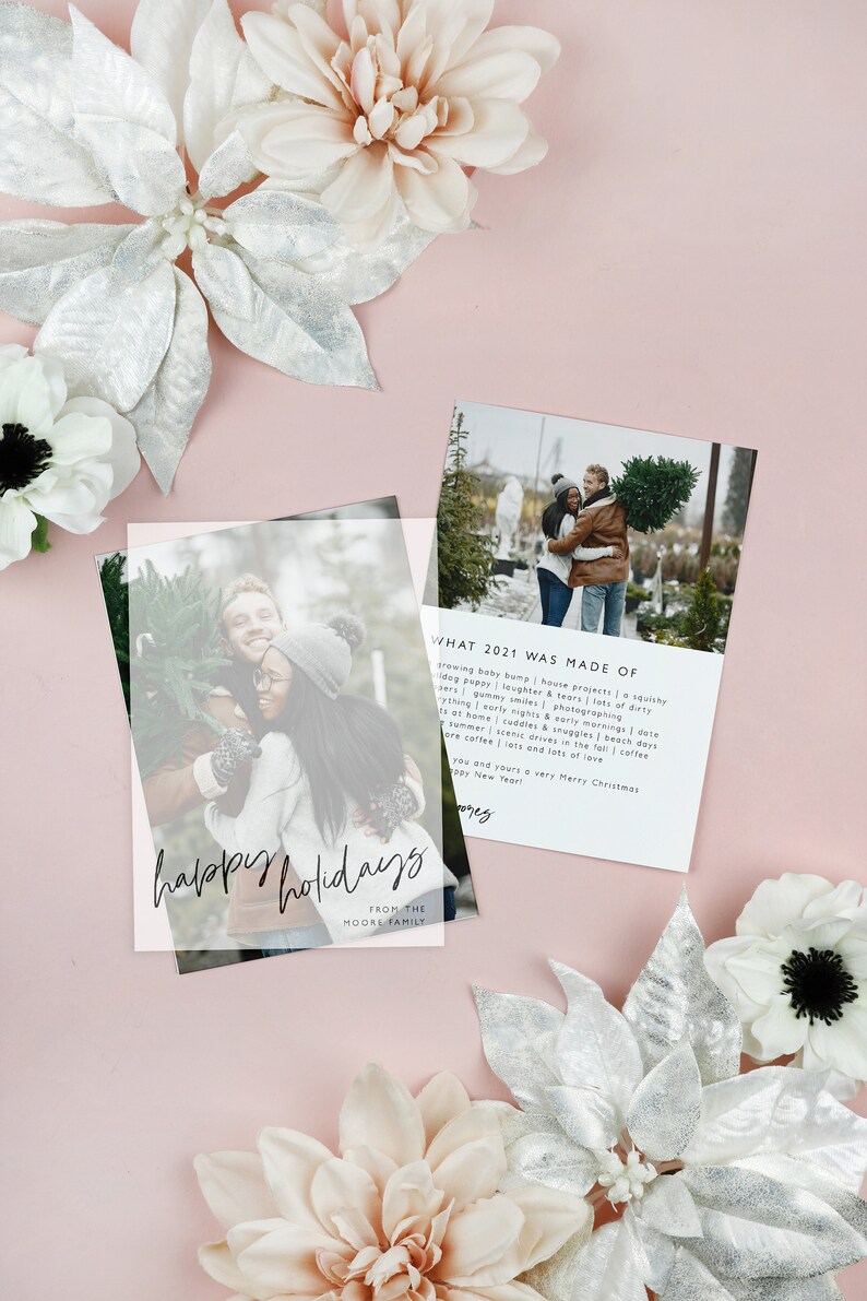 Minimalist Holiday Card Printable MB92 Vellum Photo Holiday Card ...