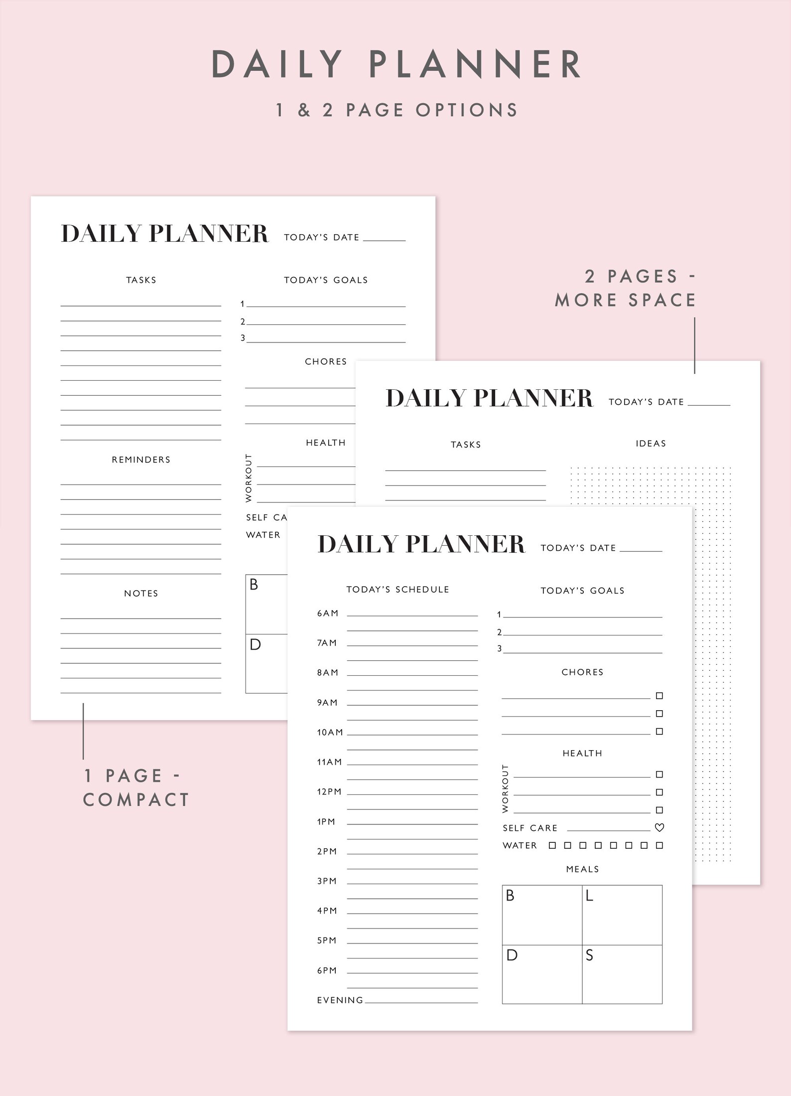 Modern Minimalist Planner Bundle Daily Weekly Monthly - Etsy
