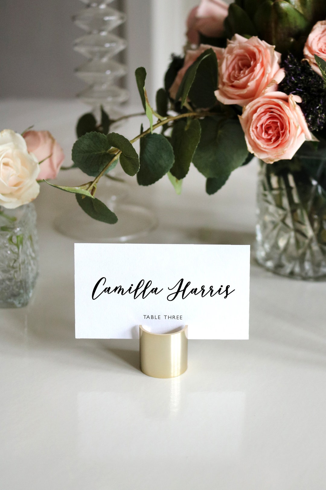 ELOISE Modern Calligraphy Place Card Template, Editable Wedding Name ...