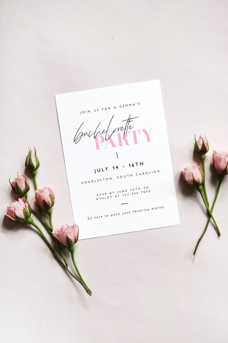 Blush Bachelorette Party Invitation Minimalist Bach Bash - Etsy