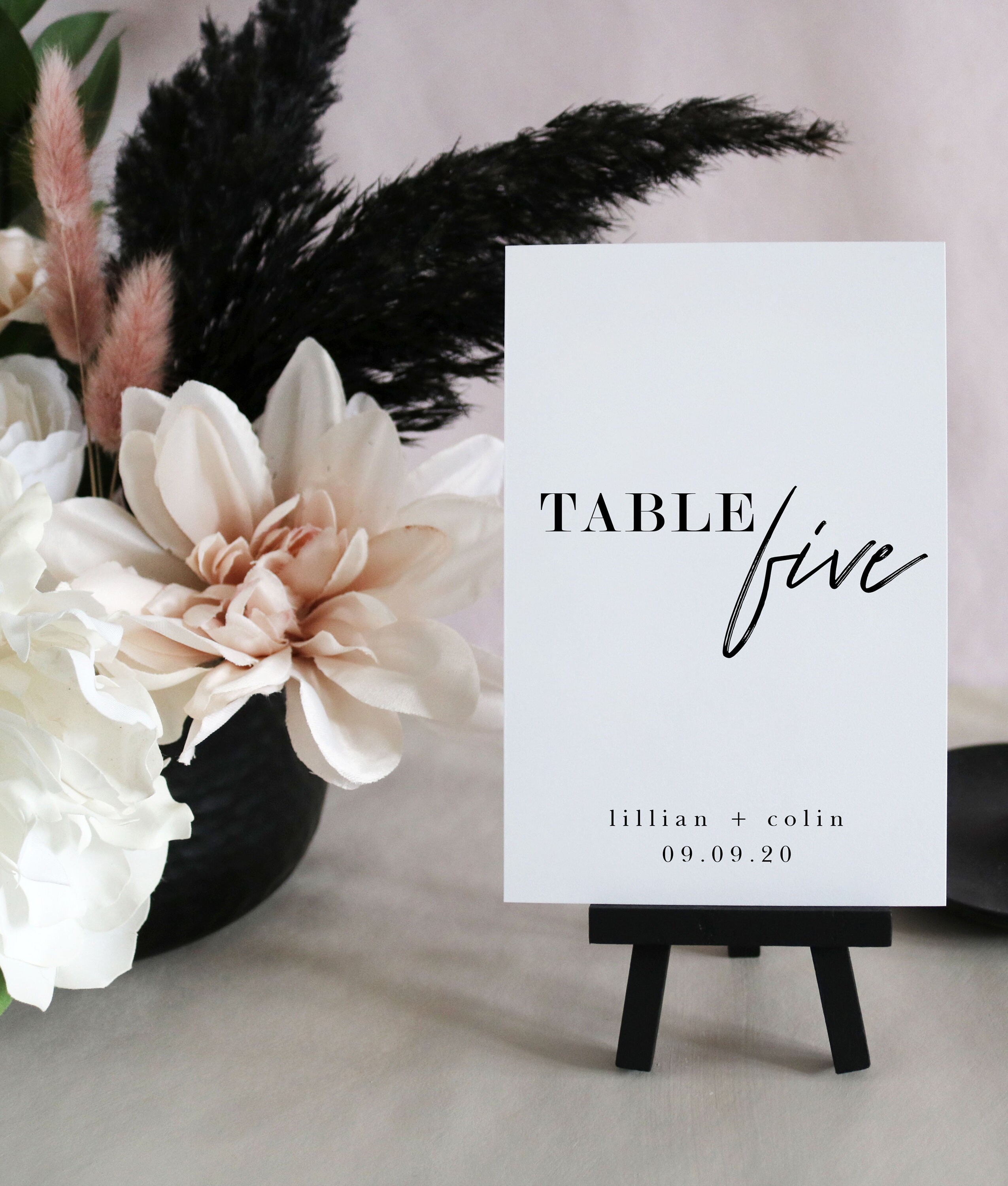 Modern Wedding Table Numbers Template Classic Black and White | Etsy