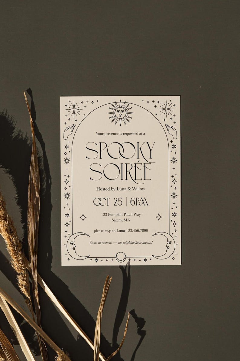 Spooky Soirée Halloween Invitation, Elegant Celestial Invitation ...
