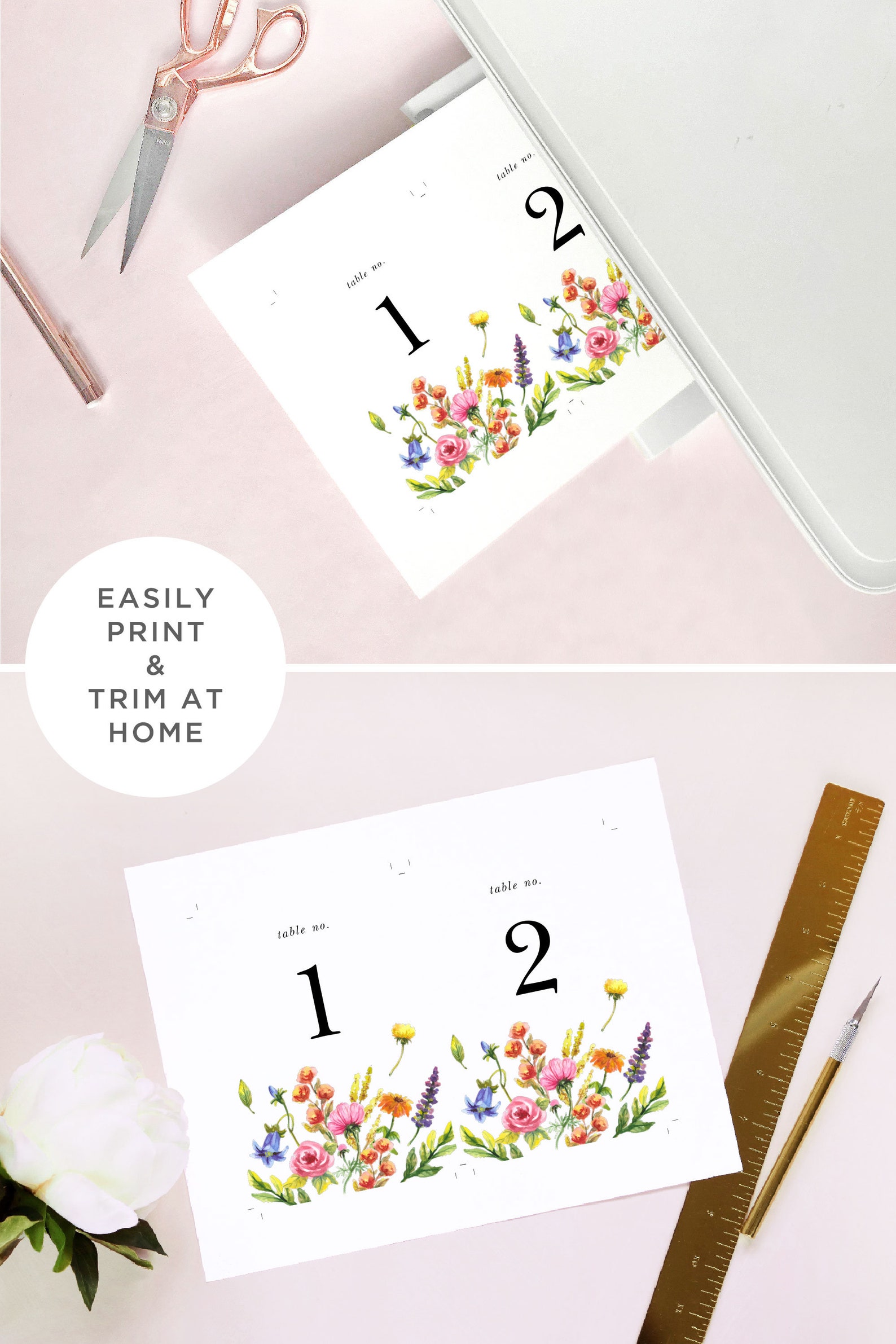 Wildflower Table Numbers Template Wedding Table Numbers | Etsy