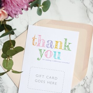 Teacher Appreciation Printable Gift Card, Teacher Thank You Gift Card ...