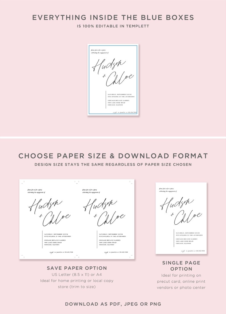 Modern Engagement Party Invitation Template Minimalist Script - Etsy