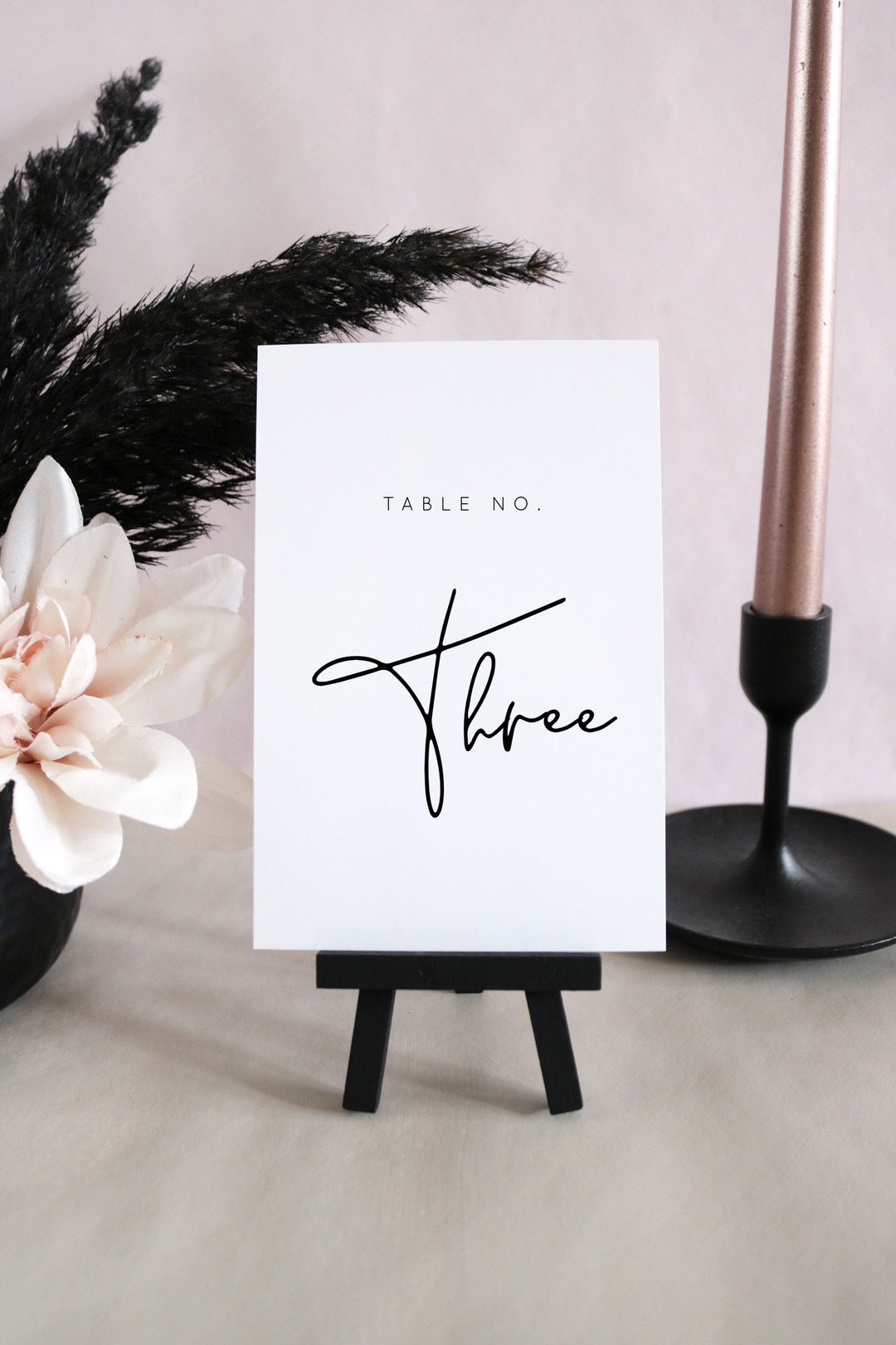 Modern Script Wedding Table Numbers Template, Hand-lettered Black and ...