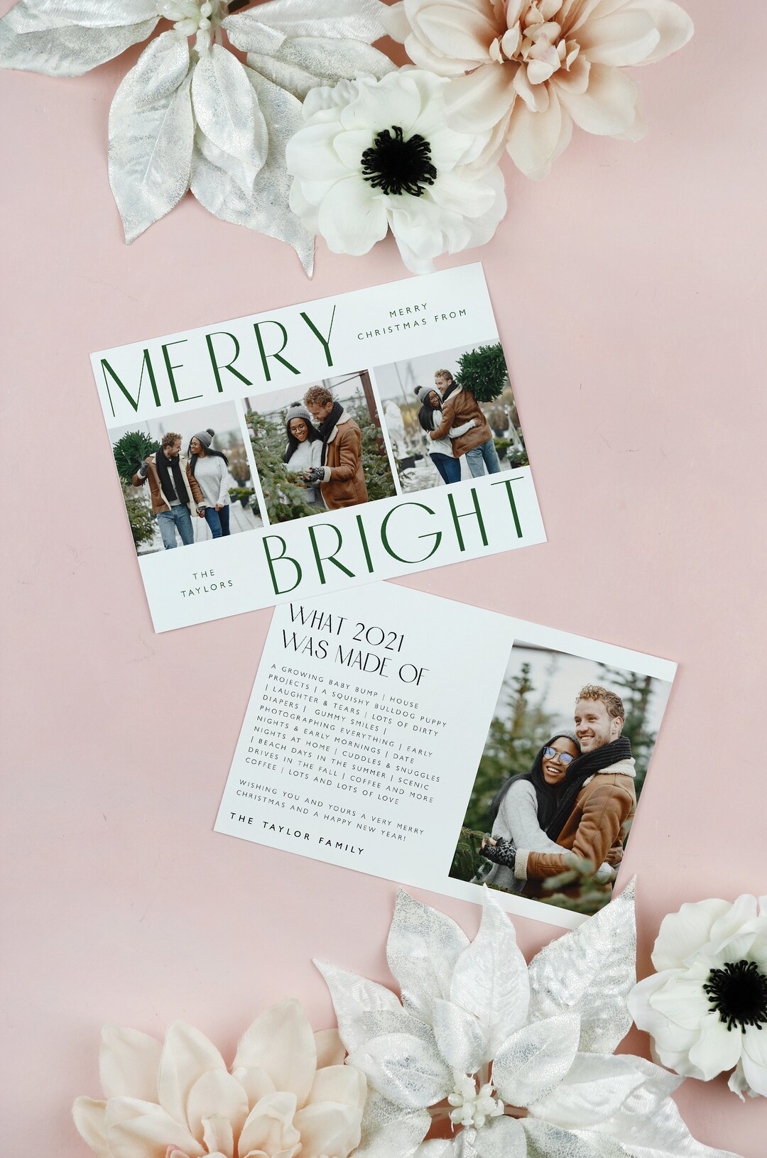Elegant Christmas Card Template, Modern Photo Holiday Card Printable ...