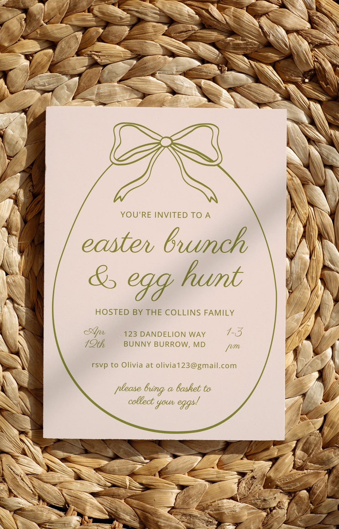 Whimsical Easter Invitation Template, Coquette Easter Egg Hunt ...