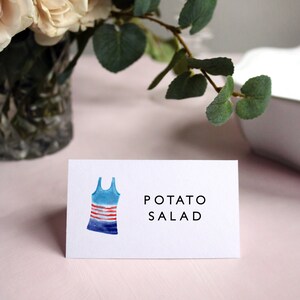 Barbecue Party Food Card Template, Summer Cookout Printable Place Card ...