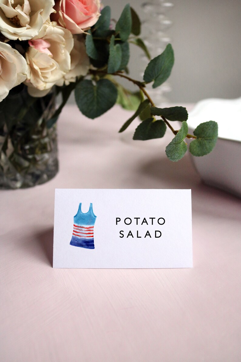 Barbecue Party Food Card Template Summer Cookout Printable - Etsy
