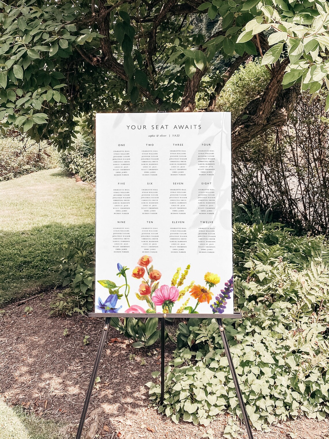 Wildflower Floral Wedding Seating Chart Template Colorful - Etsy