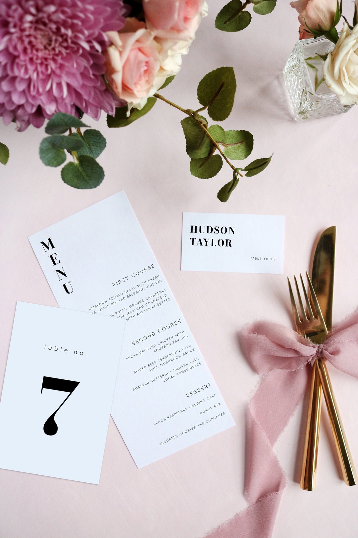 Modern Minimalist Wedding Table Bundle Place Card Menu Table - Etsy