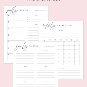 Modern Minimalist Planner Bundle, Daily Weekly Monthly Planner ...