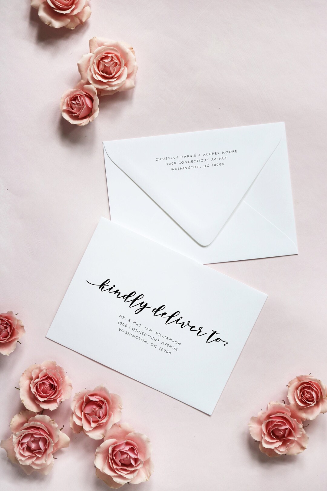 ELOISE Modern Script Calligraphy Wedding Envelope Address Template ...