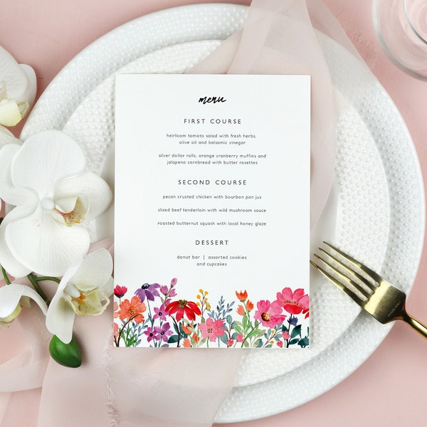 Watercolor Wedding Menu - Etsy