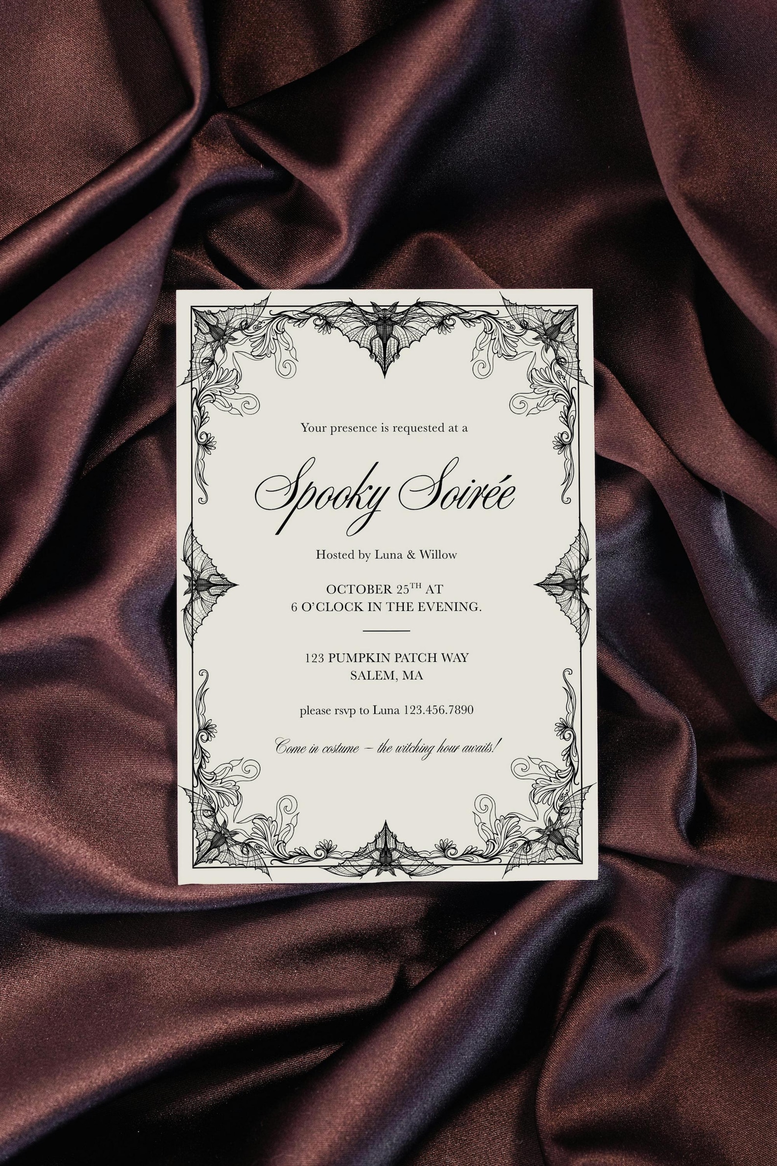 Spooky Soirée Halloween Invitation, Elegant Gothic Invitation Template ...