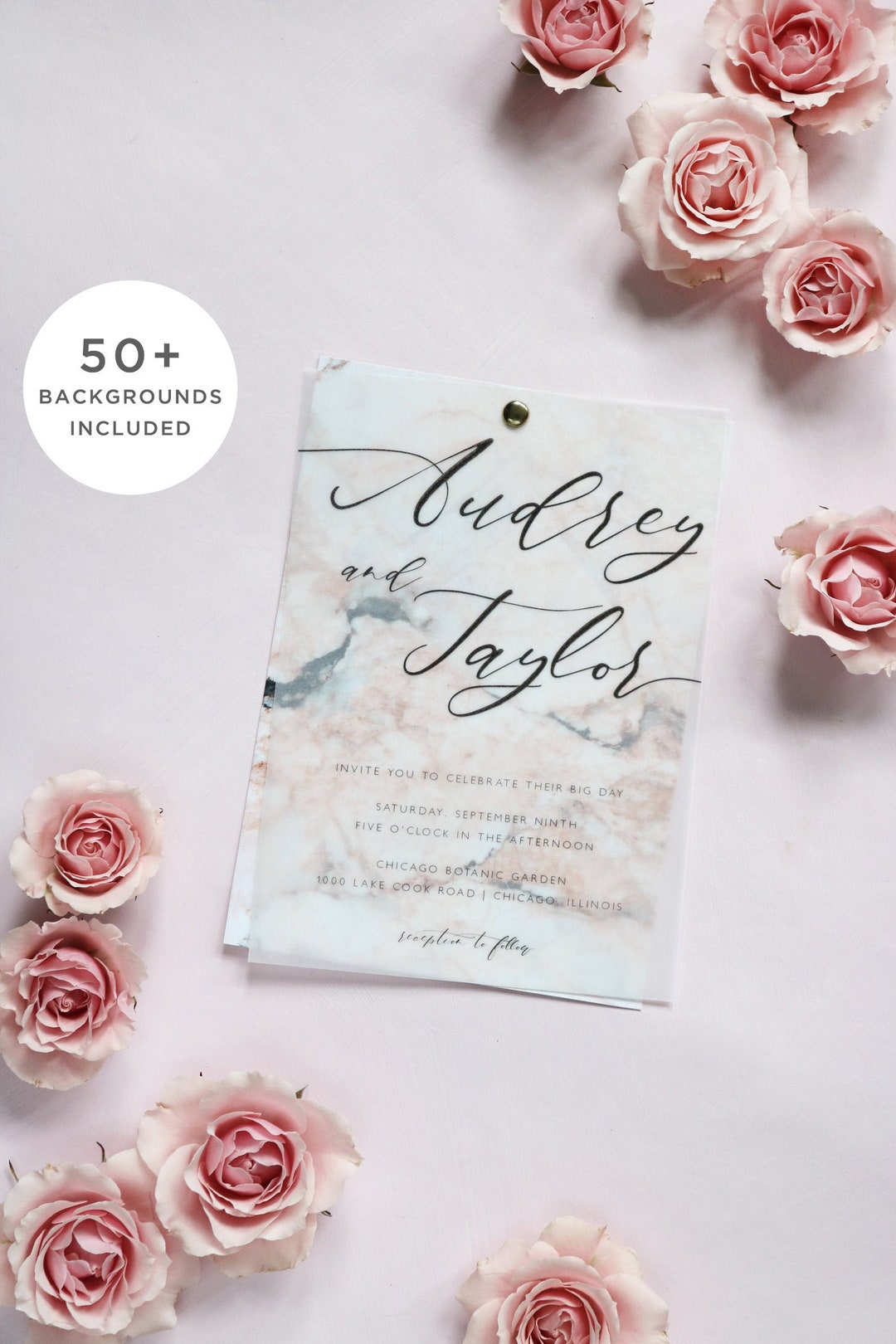 Vellum Overlay Wedding Invitation, Transparent Vellum Invitation ...