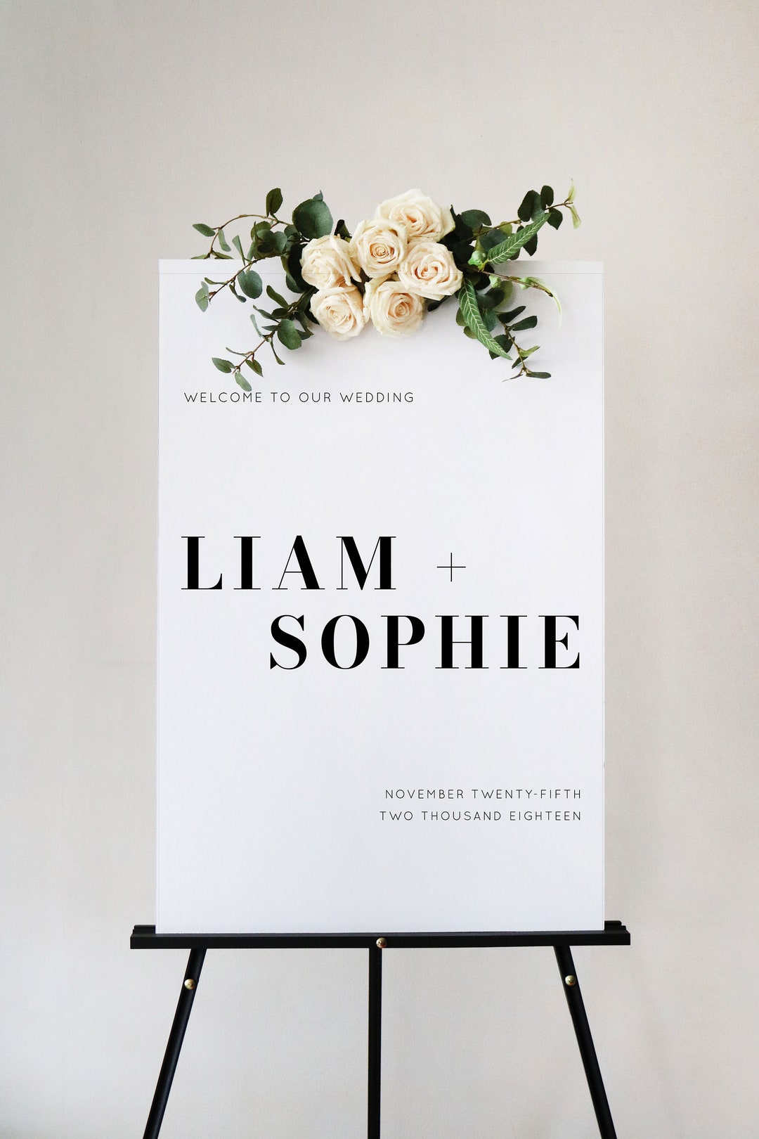 Modern Wedding Welcome Sign, Classic Wedding Ceremony Sign, Minimalist ...