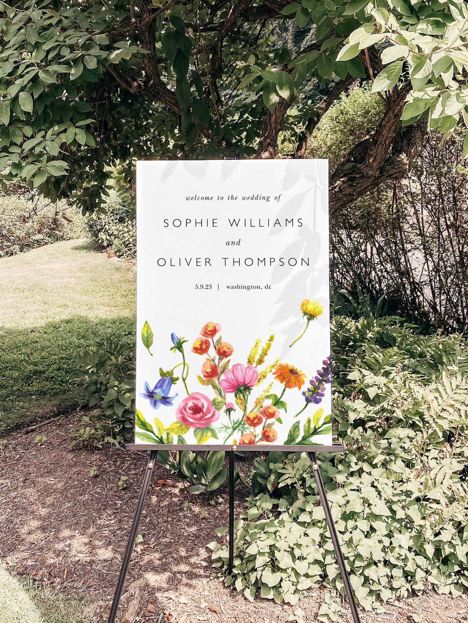Wildflower Welcome Sign Template, Wedding Welcome Sign, Watercolor ...