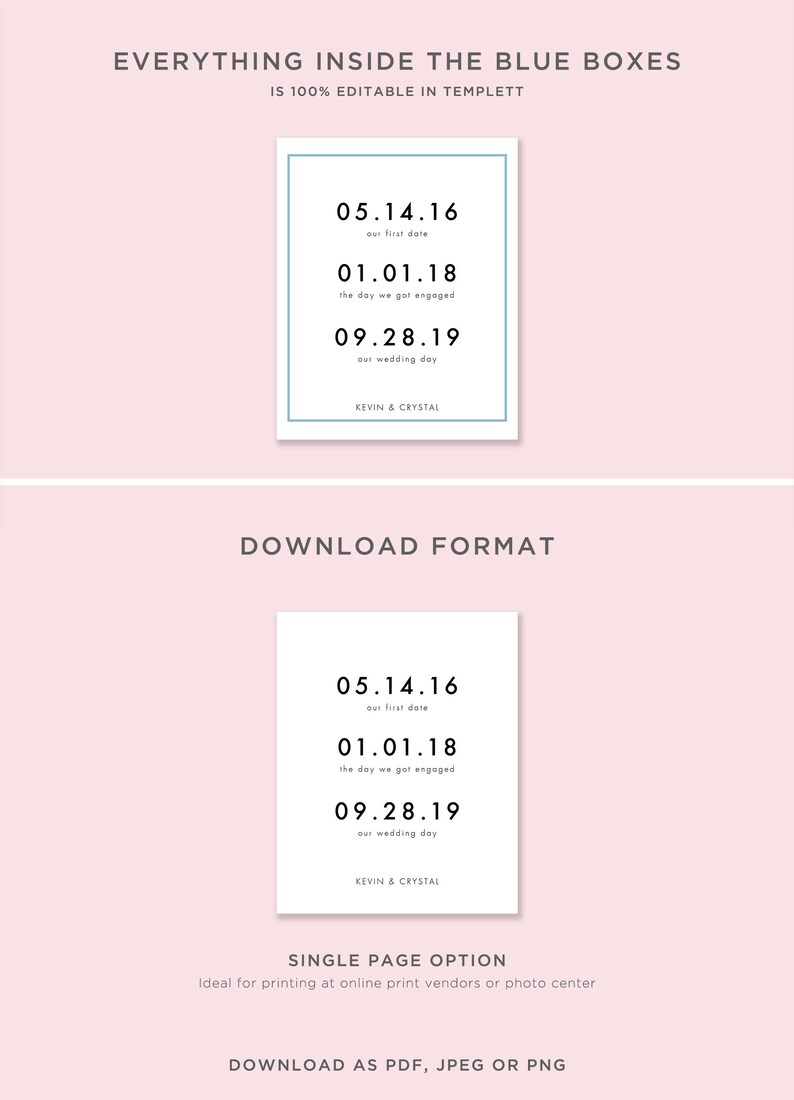 Important Dates Art Printable Template Personalized - Etsy