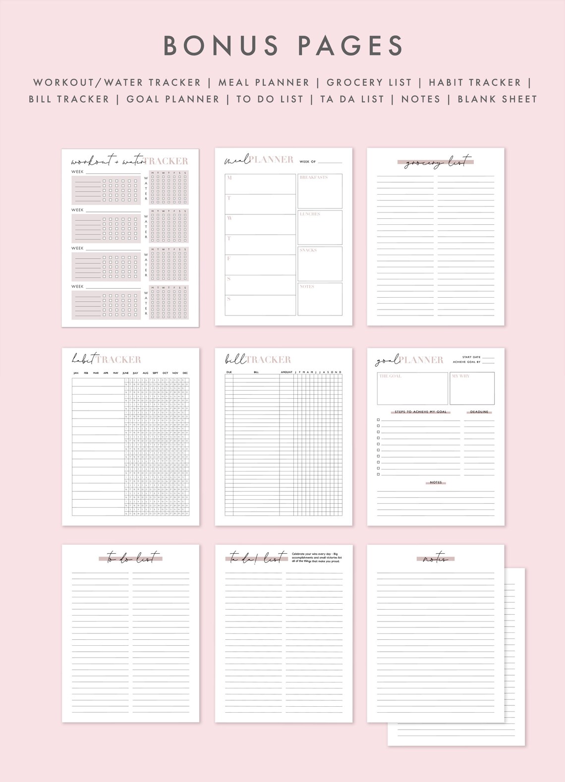 Minimalist Planner Bundle Daily Weekly Monthly Planner | Etsy