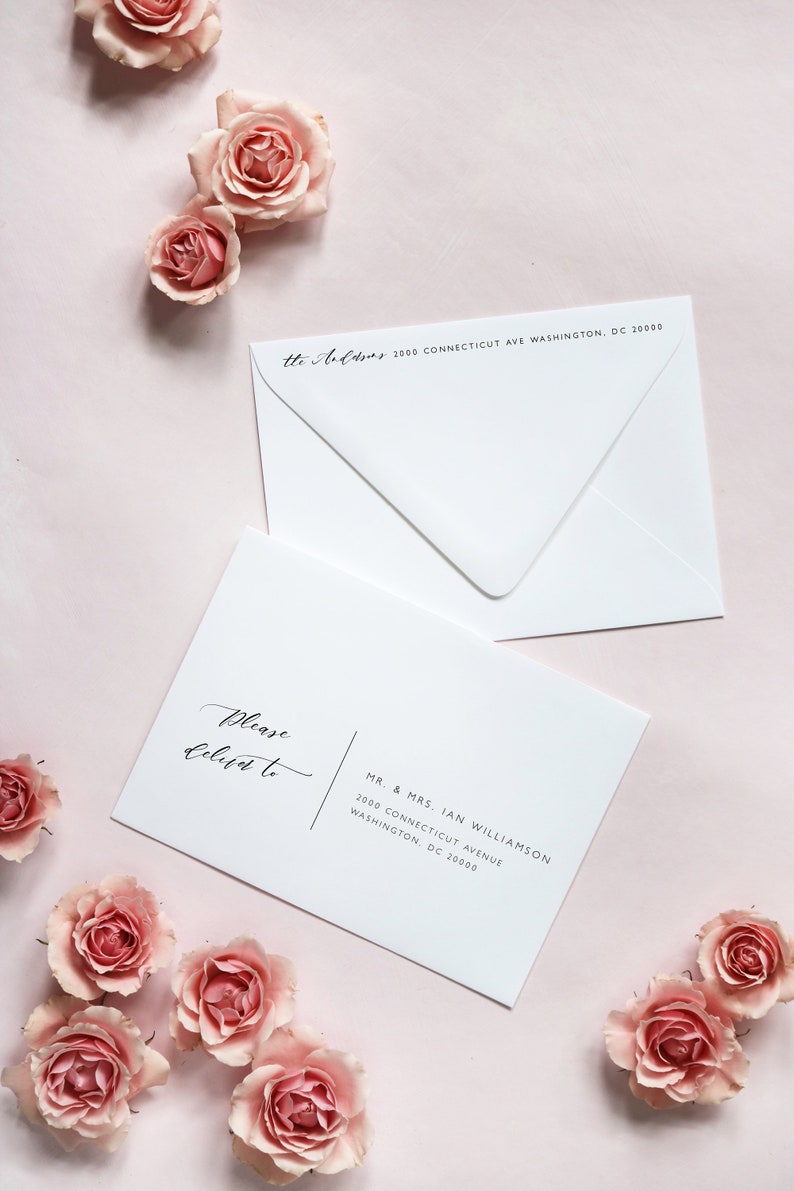 Modern Script Calligraphy Wedding Envelope Address Template - Etsy