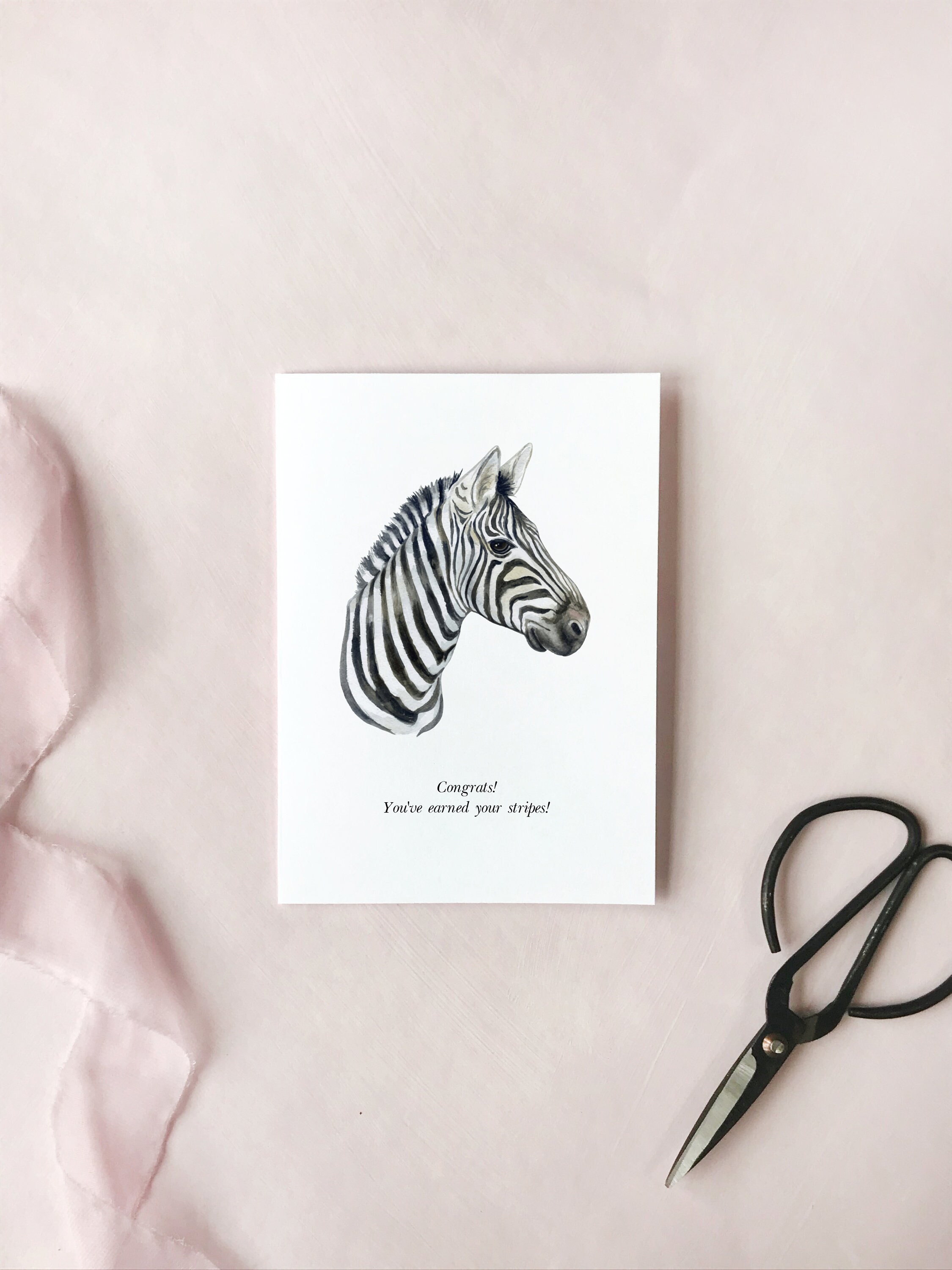 Watercolor Zebra Congratulations Card Congrats Greeting Card | Etsy