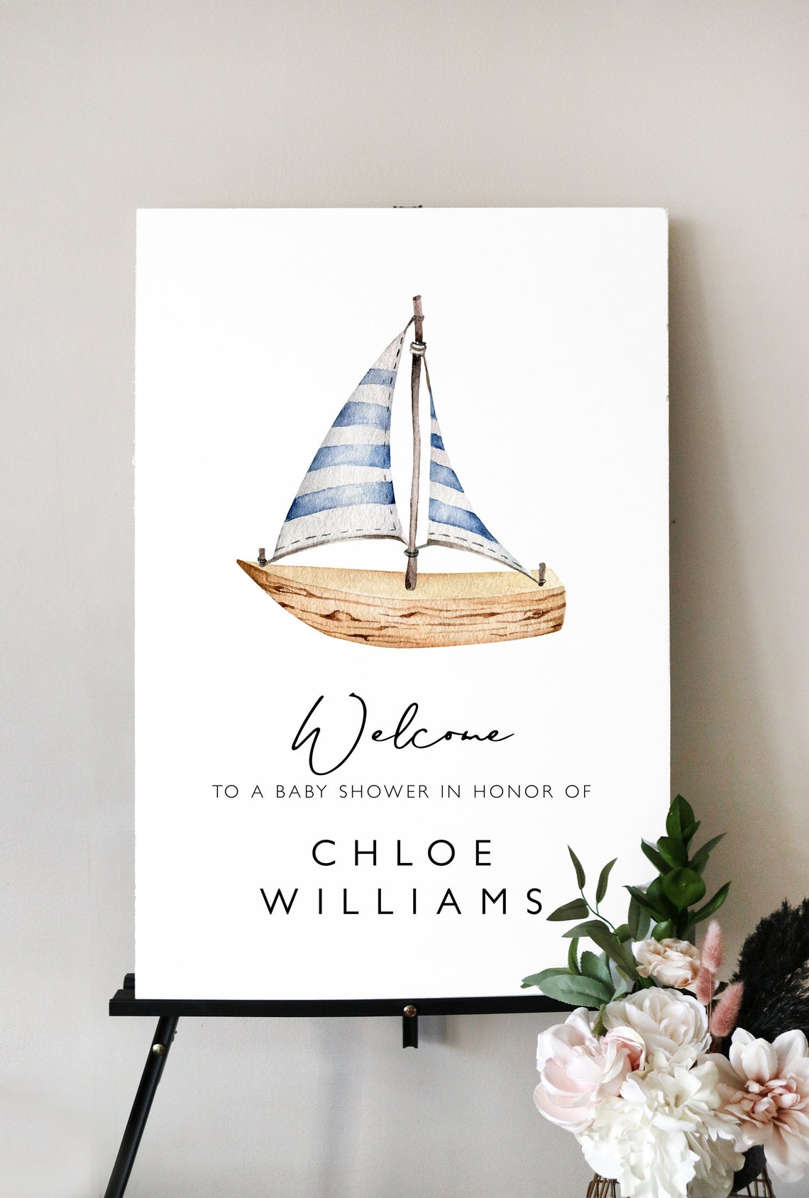 Sailboat Baby Shower Welcome Sign Nautical Baby Shower Sign - Etsy
