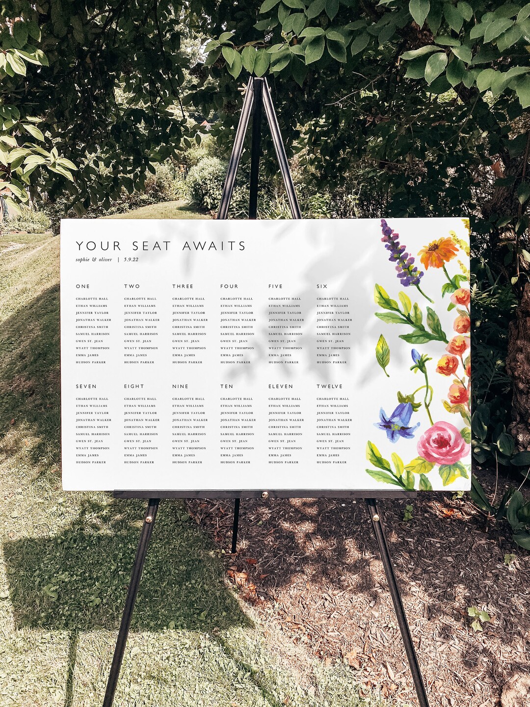 Wildflower Floral Wedding Seating Chart Template Seating Plan - Etsy