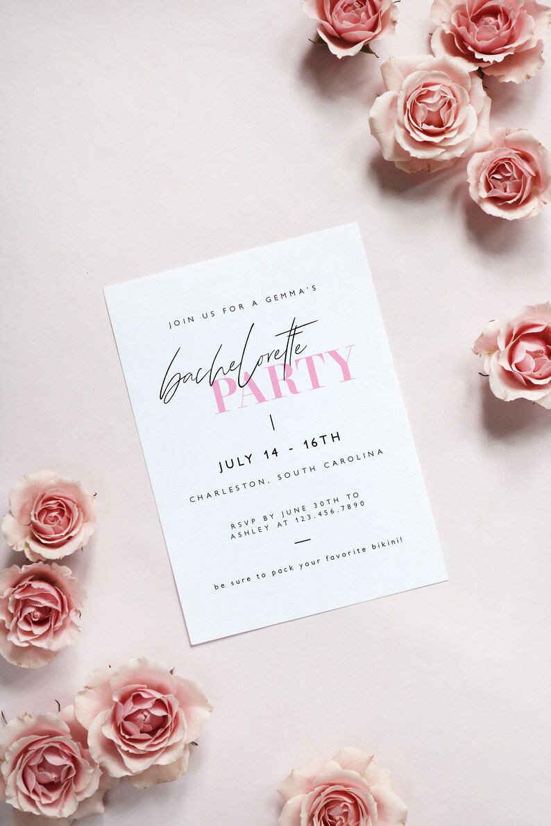 Blush Bachelorette Party Invitation Minimalist Bach Bash - Etsy