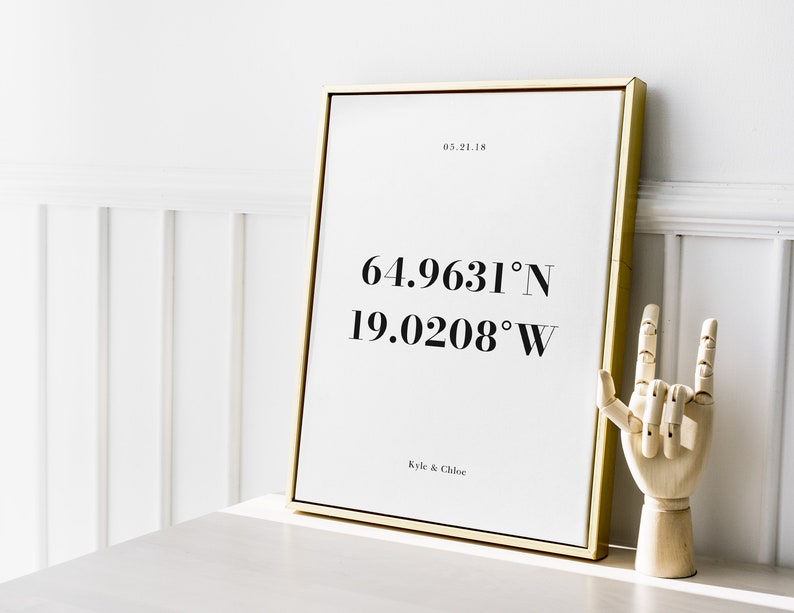 Location Coordinates Wall Art Printable Personalized Gift | Etsy