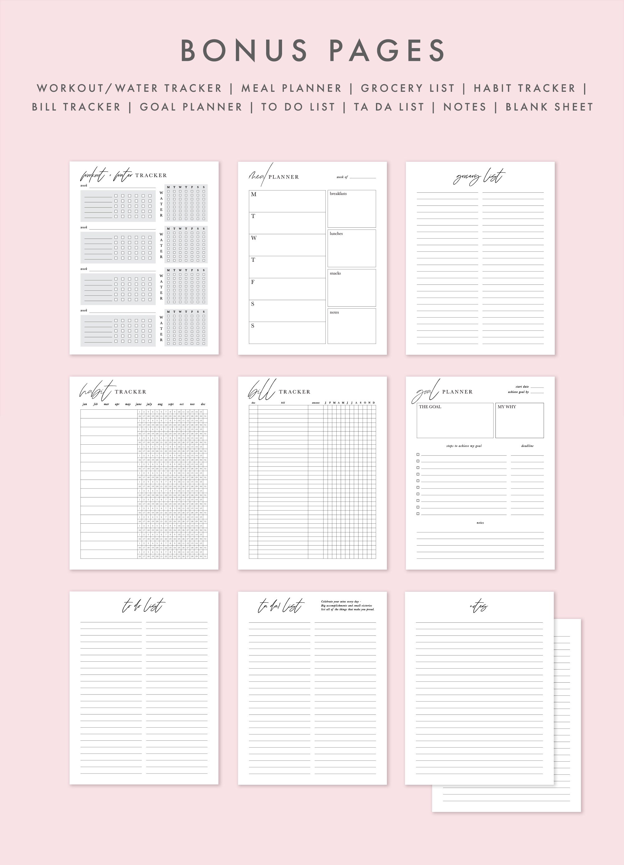 Modern Minimalist Planner Bundle Daily Weekly Monthly - Etsy