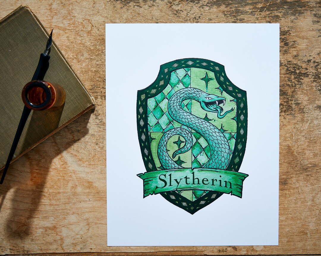 Wizard Artwork Watercolor Print House Crest Magical Art Print Wizard ...