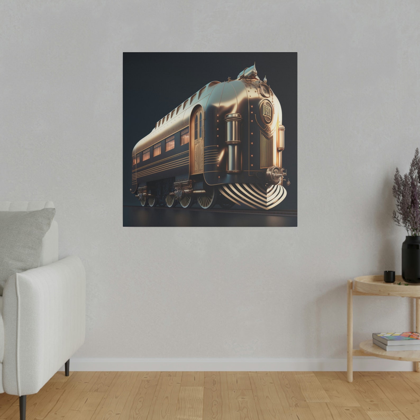 Black and Gold Accent Art Deco Vintage Train Wall Canvas Print, Vintage ...