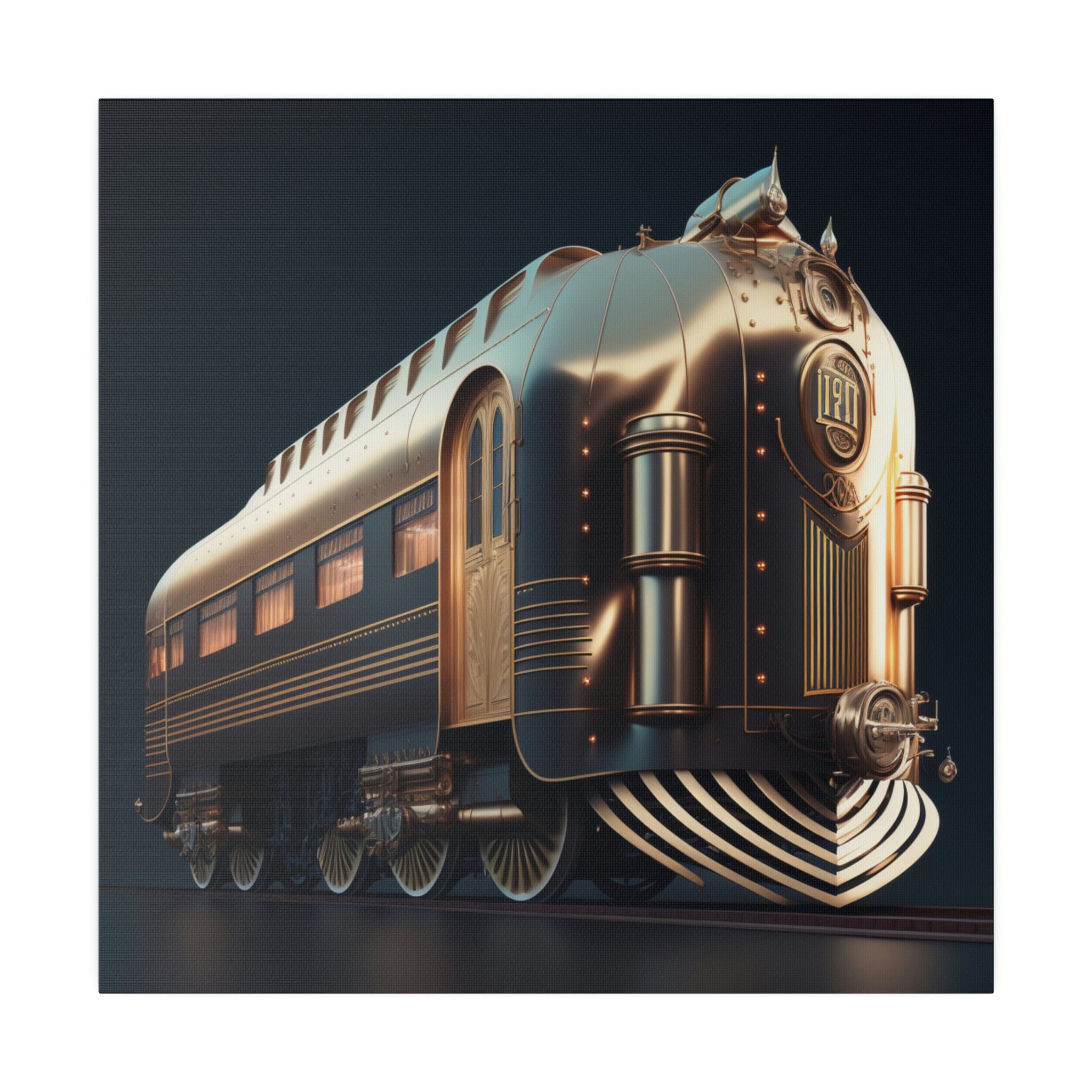 Black and Gold Accent Art Deco Vintage Train Wall Canvas Print, Vintage ...