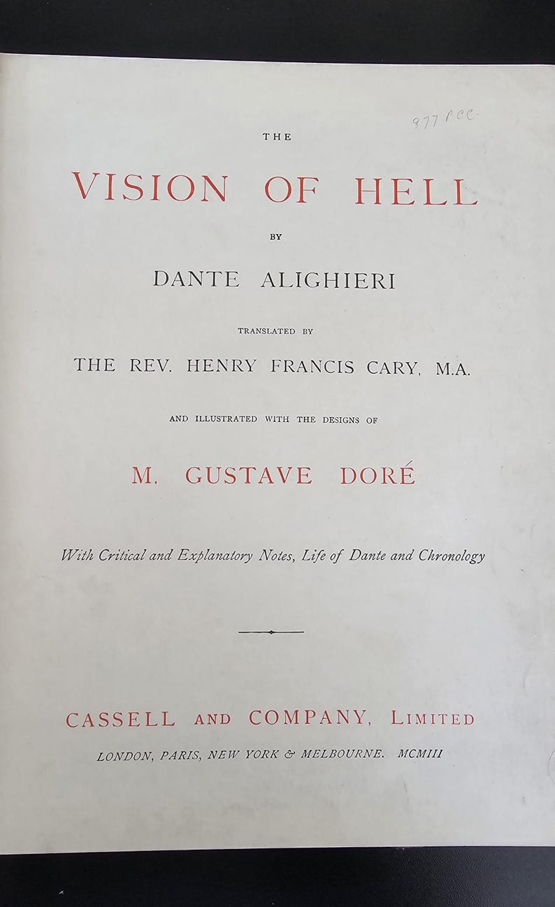 Vintage 1903 Dante's Inferno Illustrated by Gustave Dore Rare Book ...