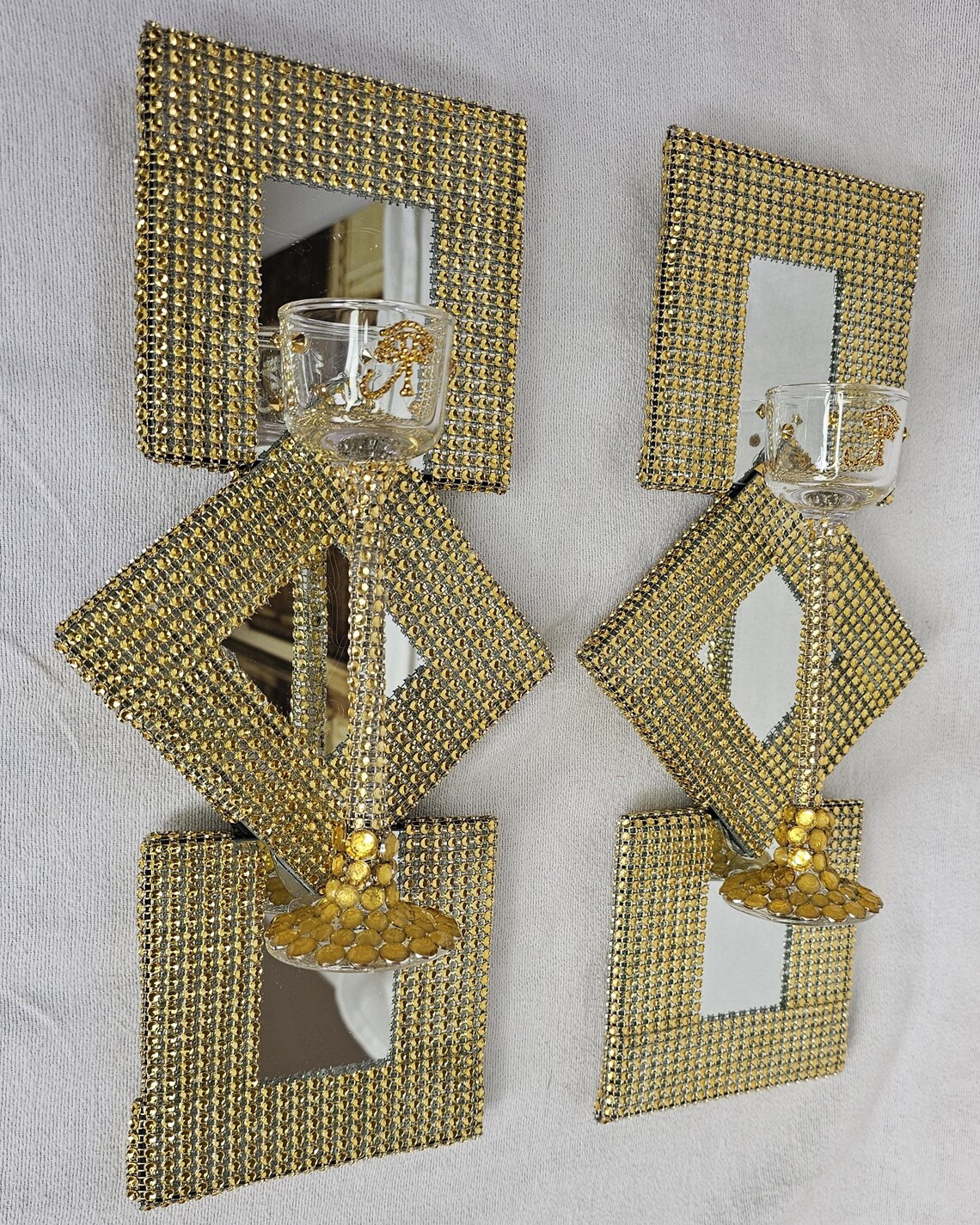 Set of 2 Glam Tea Candle Wall Mirror - Etsy