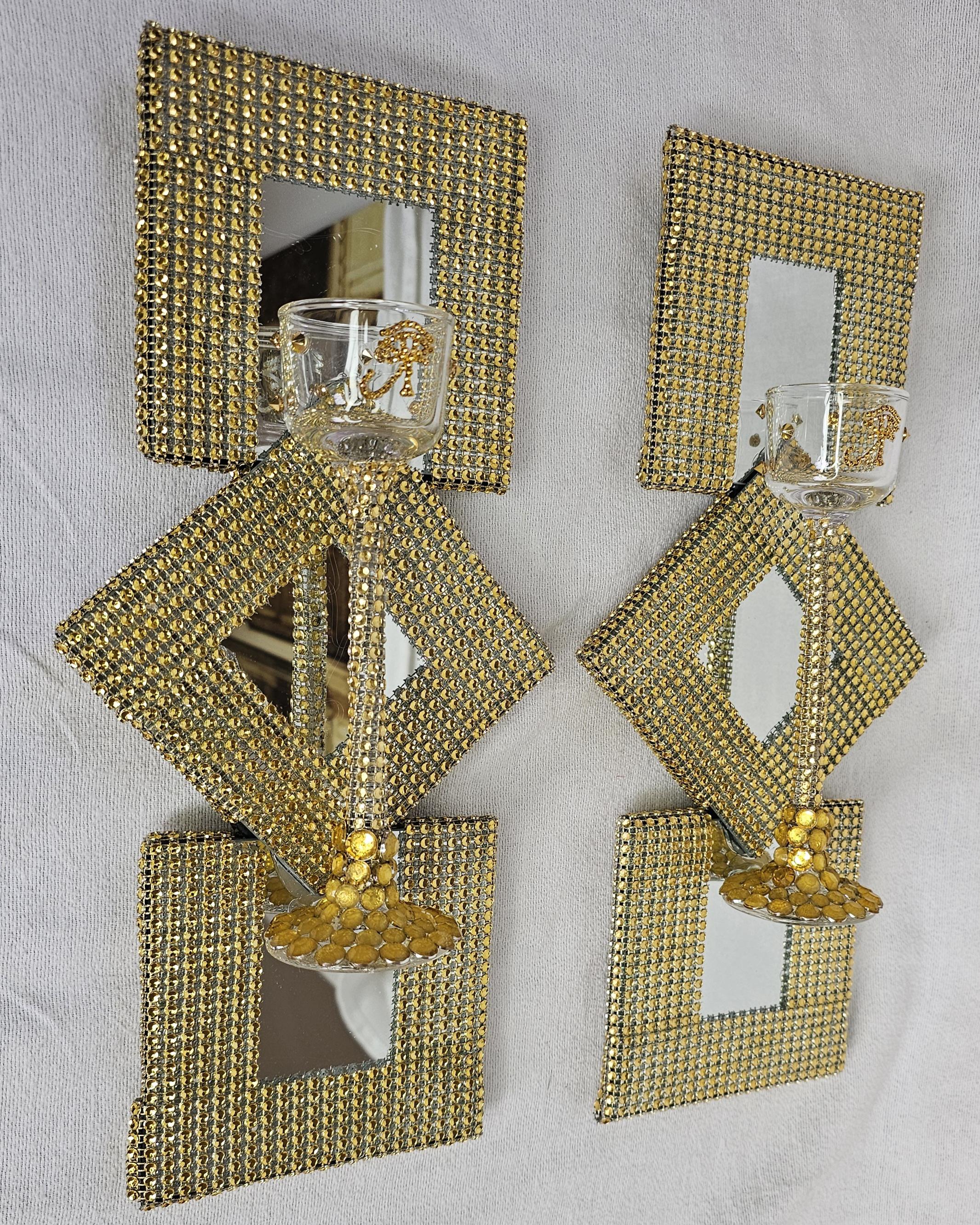 Set of 2 Glam Tea Candle Wall Mirror - Etsy