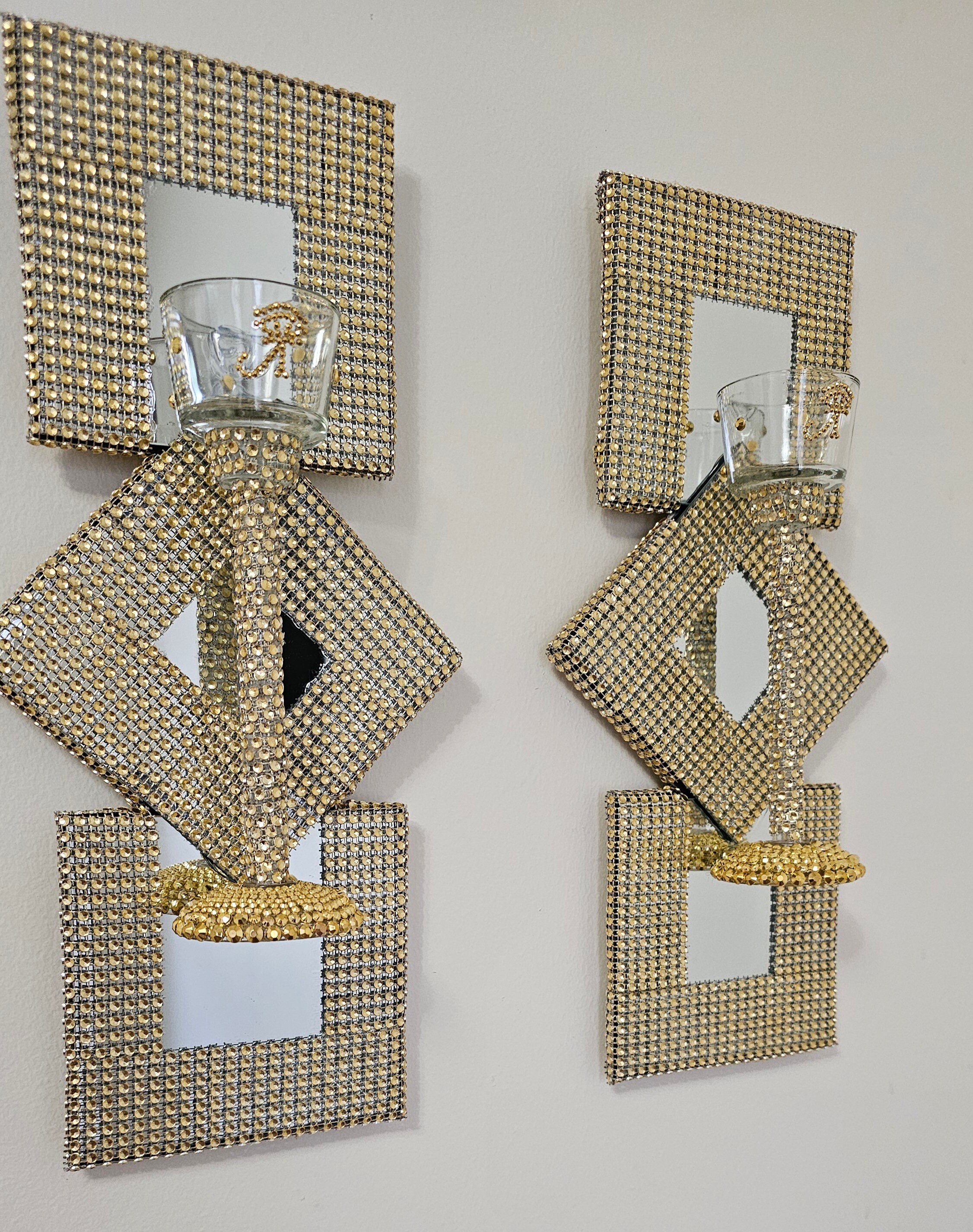 Set of 2 Glam Tea Candle Wall Mirror - Etsy